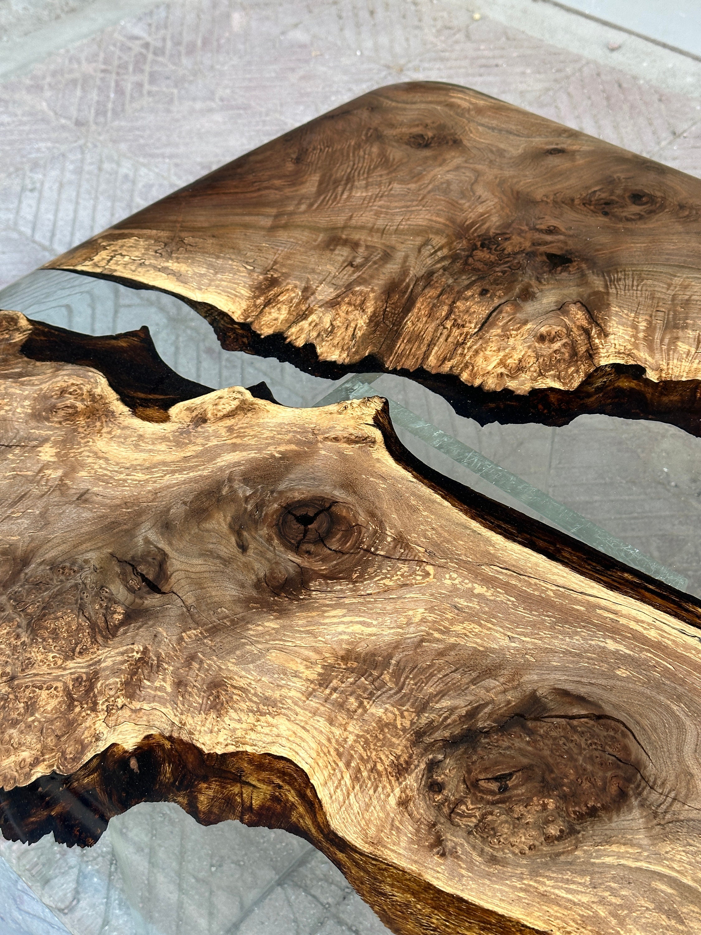 Live Edge Walnut Resin Dinner Table, Epoxy Resin Dining Table, Walnut ...