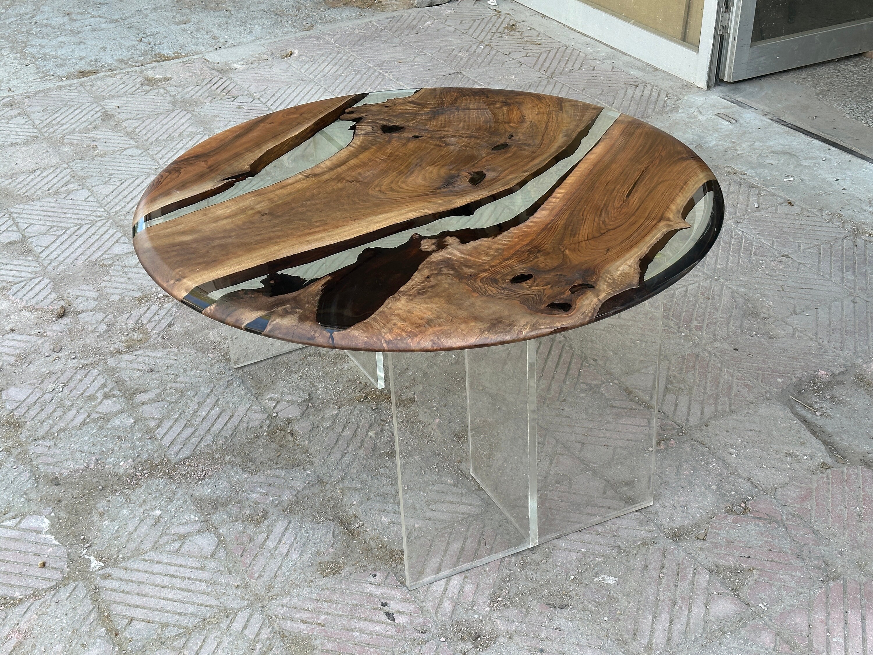Unique Walnut Epoxy Coffee Table, Side Table,ready TO Shipping,round ...