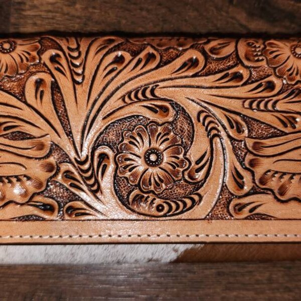Leather Tooled Wallet - Etsy