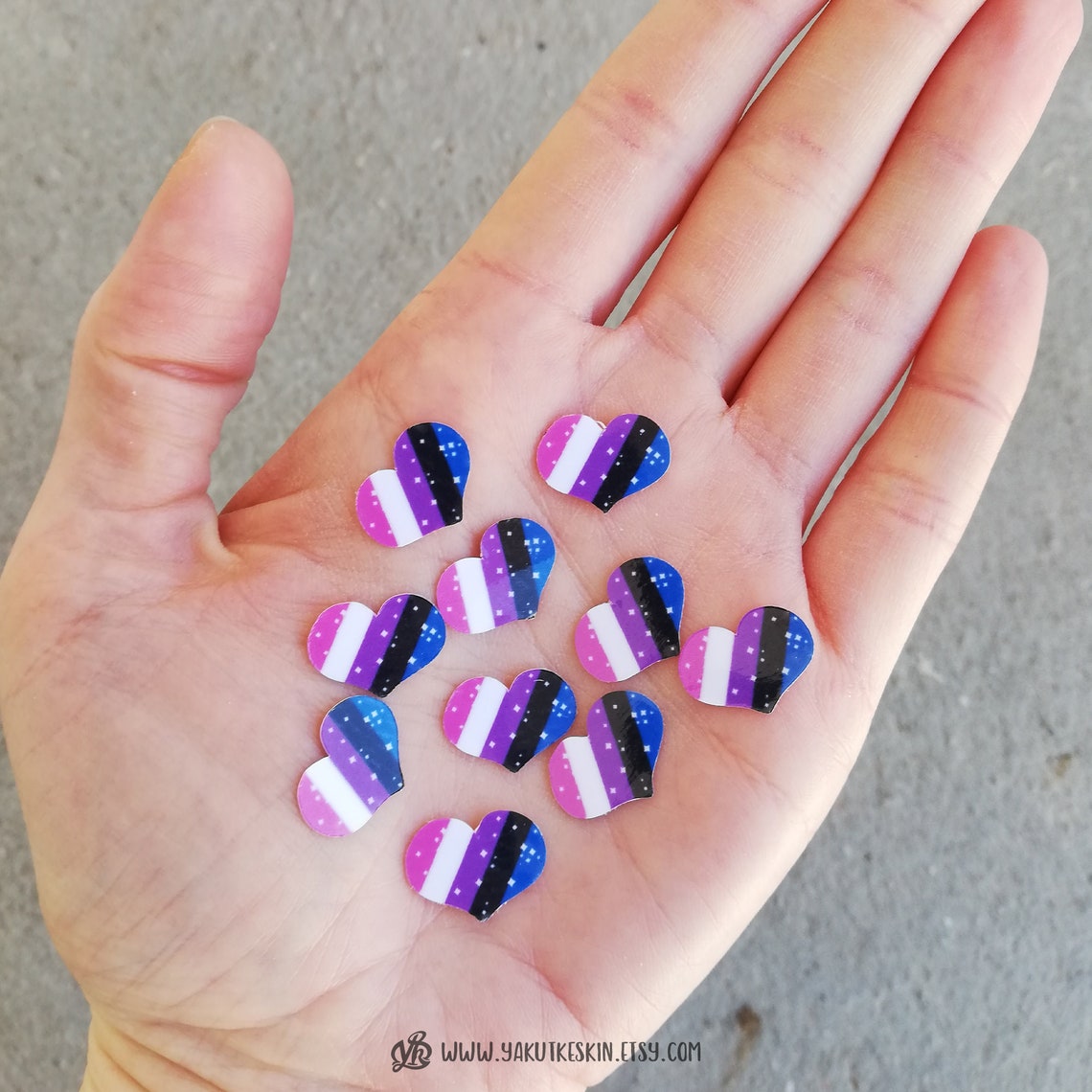 10 Mini Genderfluid pride flag heart waterproof vinyl sticker | Etsy