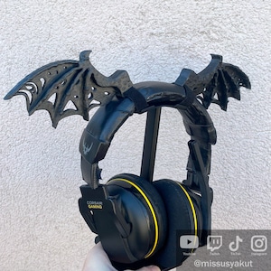 Gothic Bat Wings Attachment for Headsets and Headphones, Distressed ...