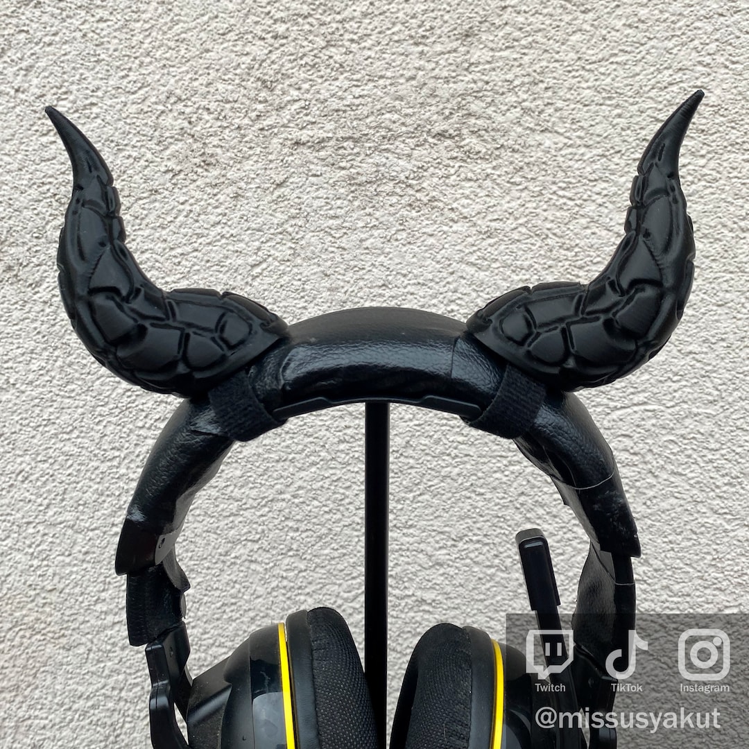 Diablo Demon HORNS Headphone Attachment, Lava Rock Look Wiccan Gothic ...