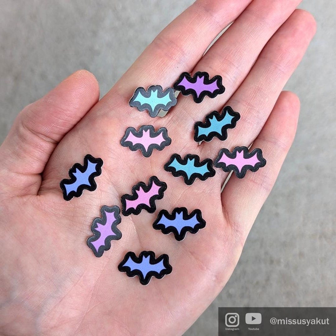 10 MINI Pastel Goth Bat Stickers Pack for Halloween Decor, Creepy Cute ...