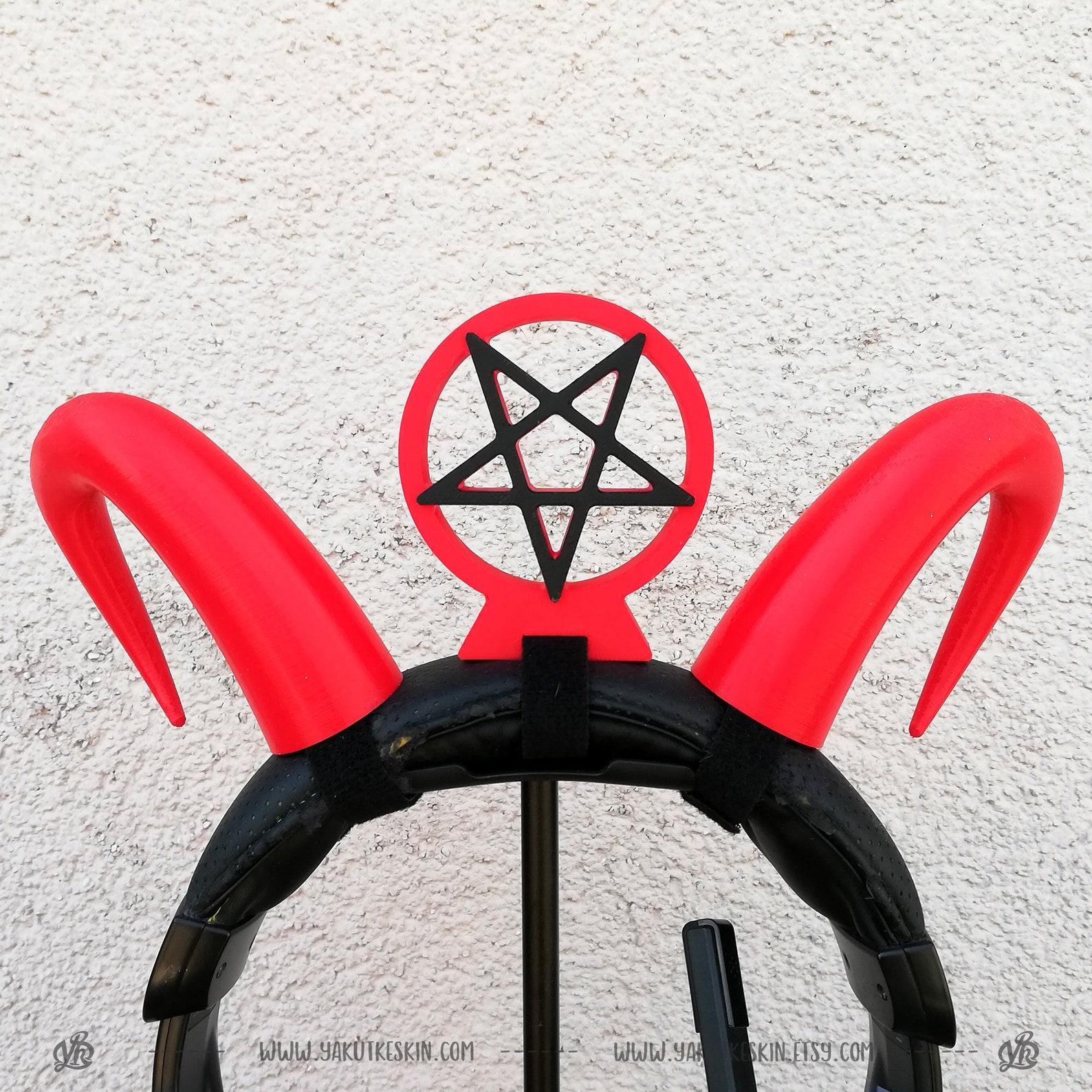 Lucifer Baphomet GOAT HORNS and PENTAGRAM for Headphones - Etsy