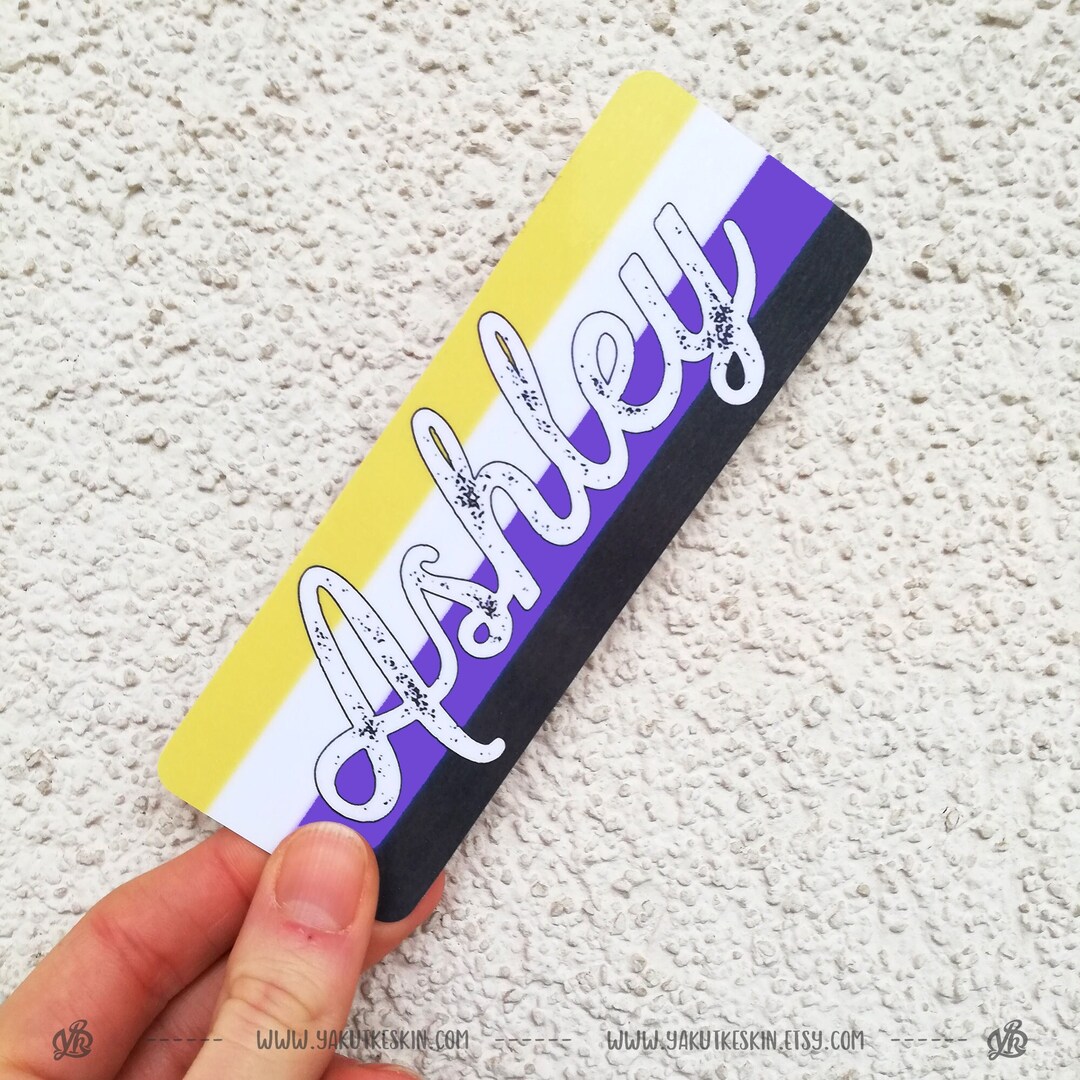 Custom Nonbinary Bookmark Enby Pride Bookmark Book Lover Etsy