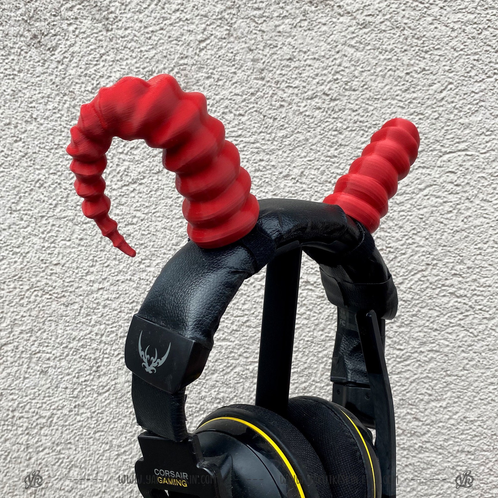 Ribbed Goat Demon Horns for Headphones Headsets Gothic Curved - Etsy