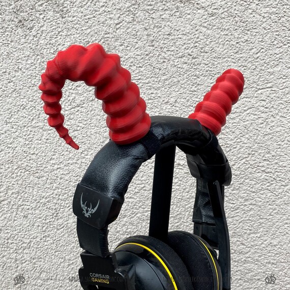 Ribbed Goat Demon Horns for Headphones Headsets Gothic Curved - Etsy