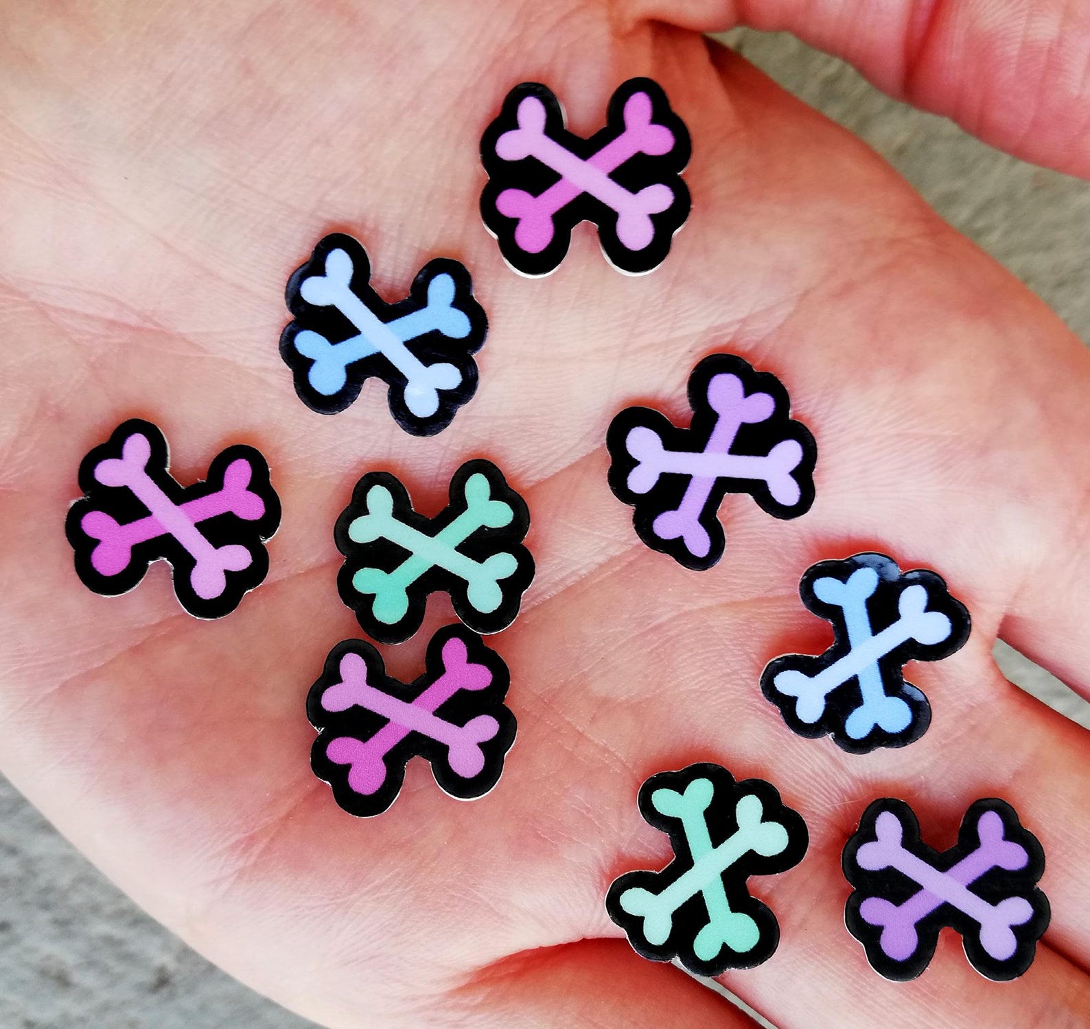 10 MINI Pastel Goth Bones Halloween Sticker Pack for Party Favors ...