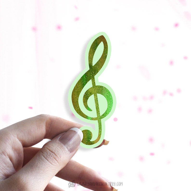 Watercolor Treble clef waterproof vinyl sticker music teacher | Etsy