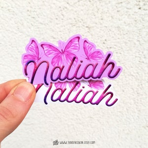 Custom Name Stickers Pink Butterfly Waterproof Vinyl Stickers - Etsy