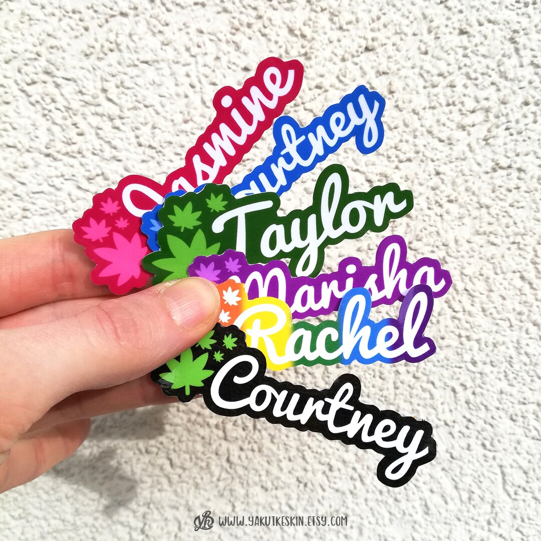 Custom Hemp Name Stickers, Personalized Stash Box Decal, Waterproof ...