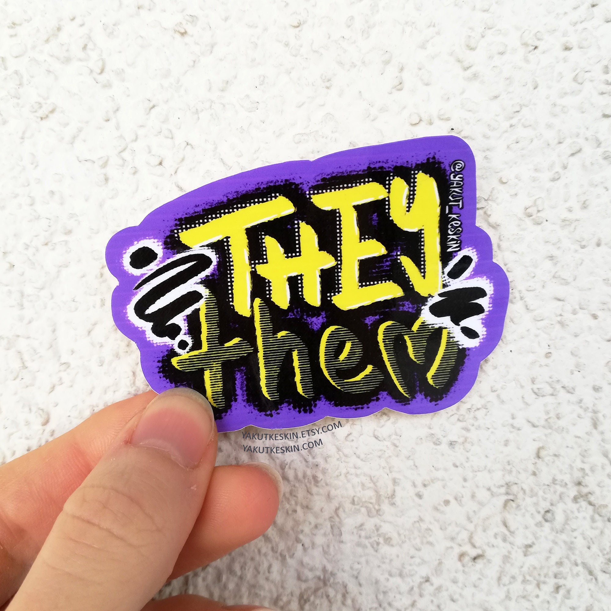 Non Binary They Them Pronoun Graffiti Sticker Waterproof Vinyl Laptop ...