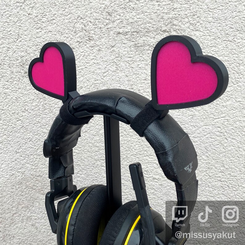 Cute Heart Ears for Headsets and Headphones, Valentines Day Pink Gamer ...