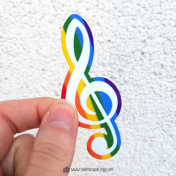 Watercolor Treble clef waterproof vinyl sticker music teacher | Etsy