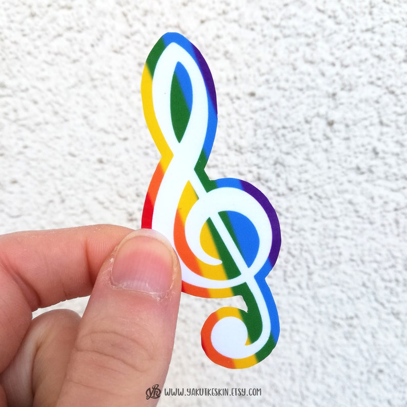 Watercolor Treble clef waterproof vinyl sticker music teacher | Etsy