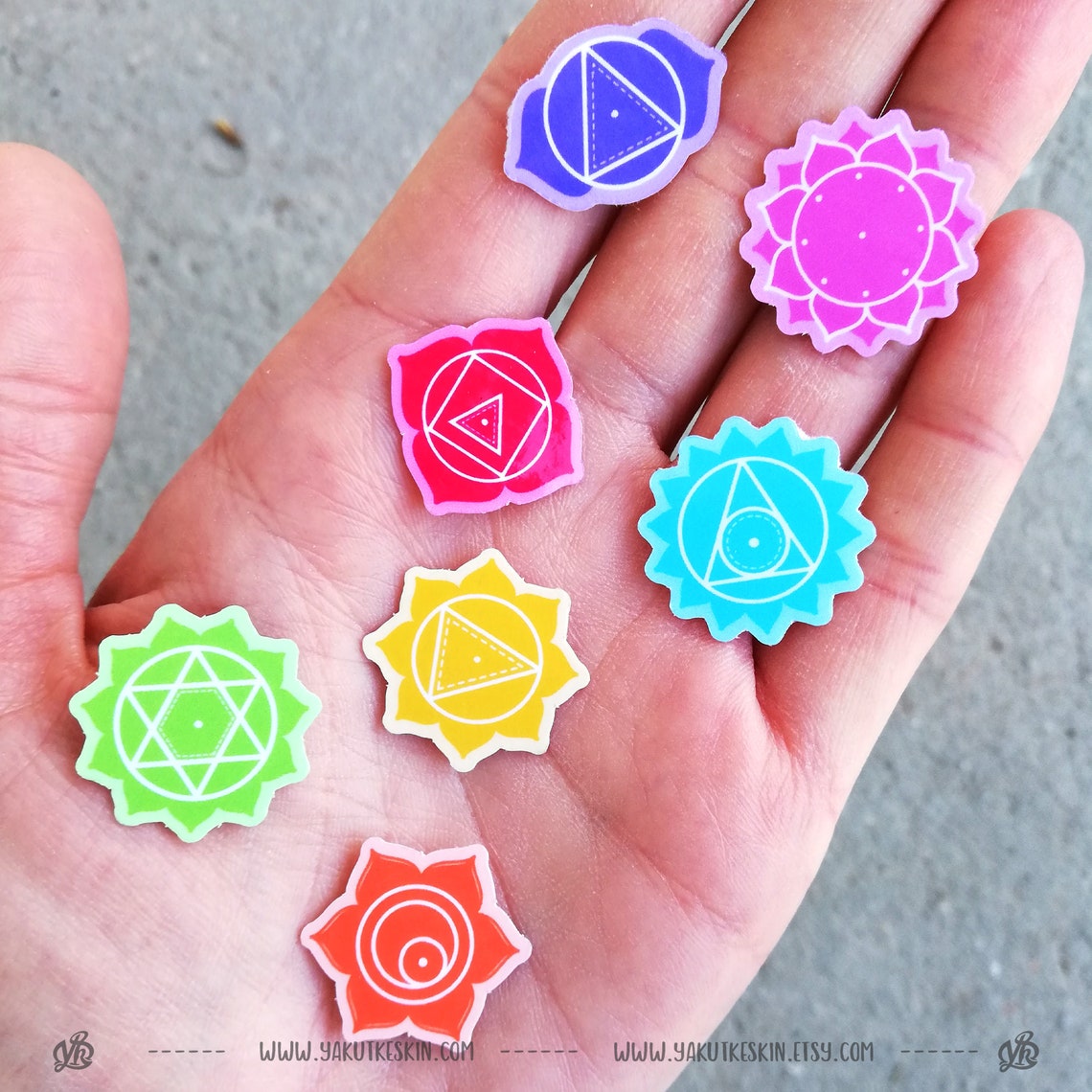 7 MINI Chakras Stickers Pack Seven Chakras Art Gratitude | Etsy