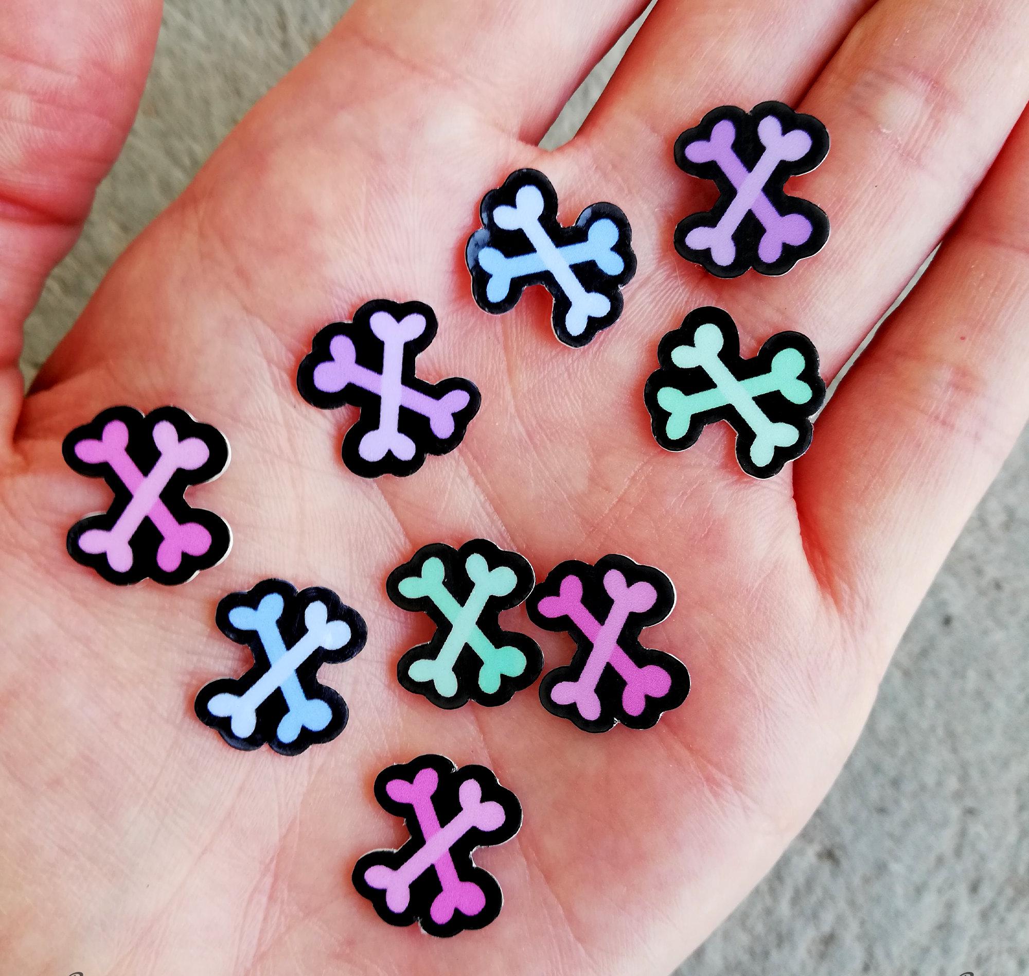 10 MINI Pastel Goth Bones Halloween Sticker Pack for Party Favors ...