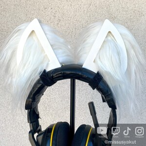Fluffy Cat Ears for Headphones Headsets, Furry Kitten Ears, Gamer ...
