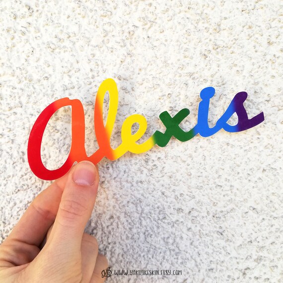 Custom LGBTQ Rainbow Name Stickers Waterproof Personalized | Etsy