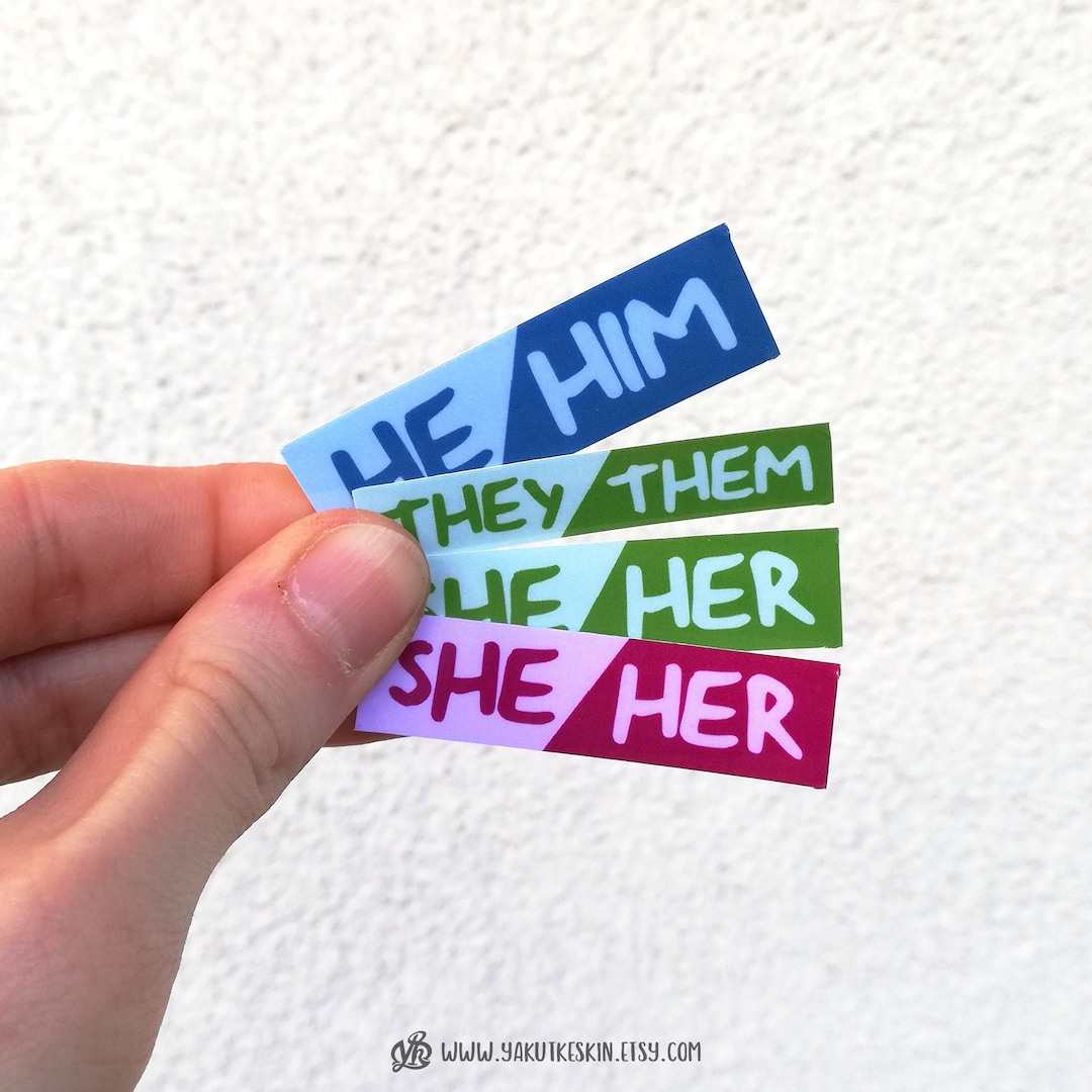 Pronoun Waterproof Vinyl Laptop Stickers Lgbtq Decal - Etsy