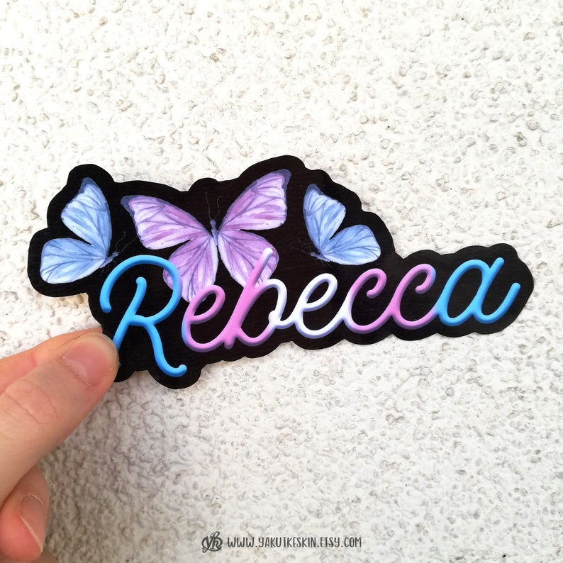 Custom Transgender Butterfly Name Stickers Waterproof Vinyl | Etsy