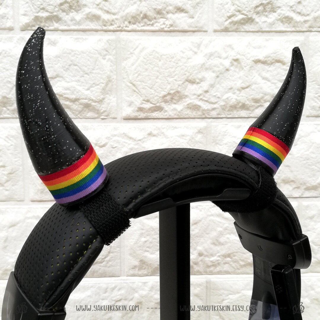 LGBTQ Rainbow HORNS for Headphones, Pride Month Costume Horns, Devil ...