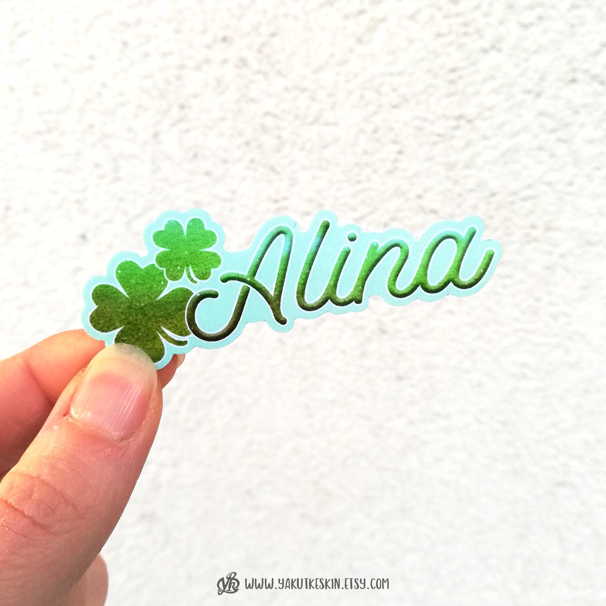 Four Leaf Clover Custom Name Stickers Waterproof Shamrock - Etsy
