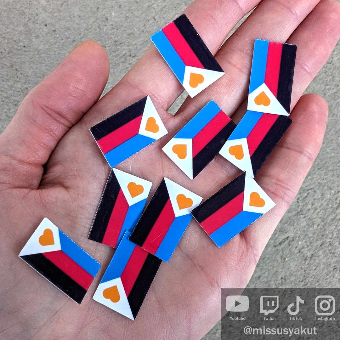 10 Mini New Polyamorous LGBTQ Pride Flag Heart Sticker Pack, Waterproof ...
