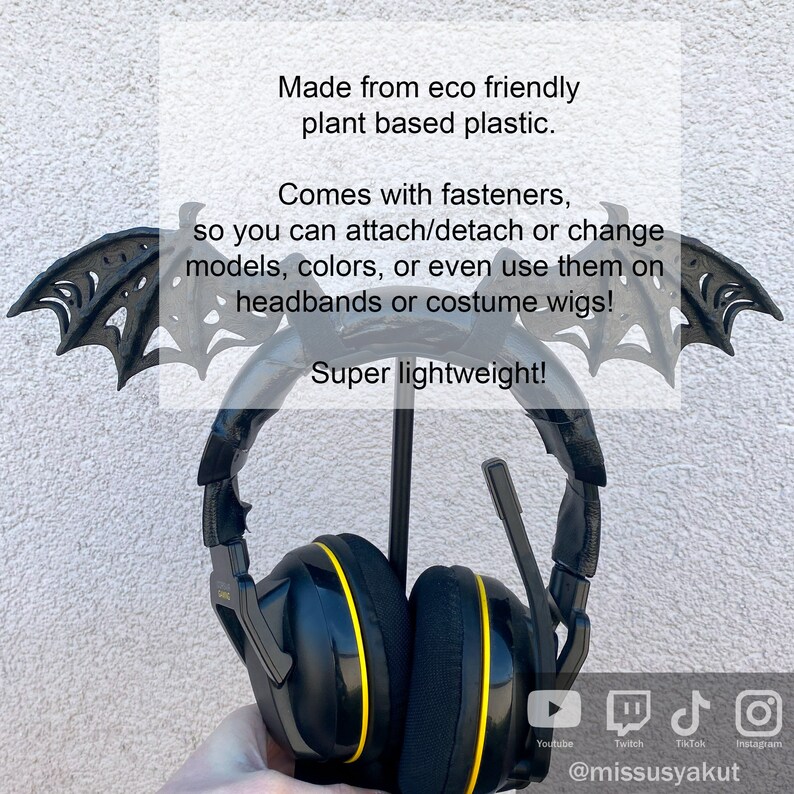 Gothic Bat Wings Attachment for Headsets and Headphones - Etsy