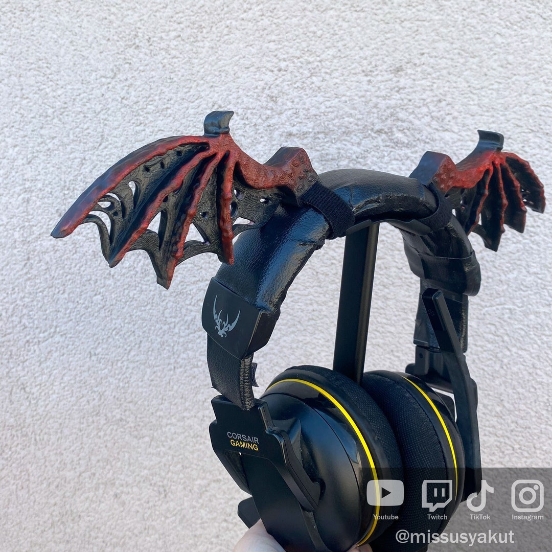 Gothic Bat Wings Attachment for Headsets and Headphones, Distressed ...