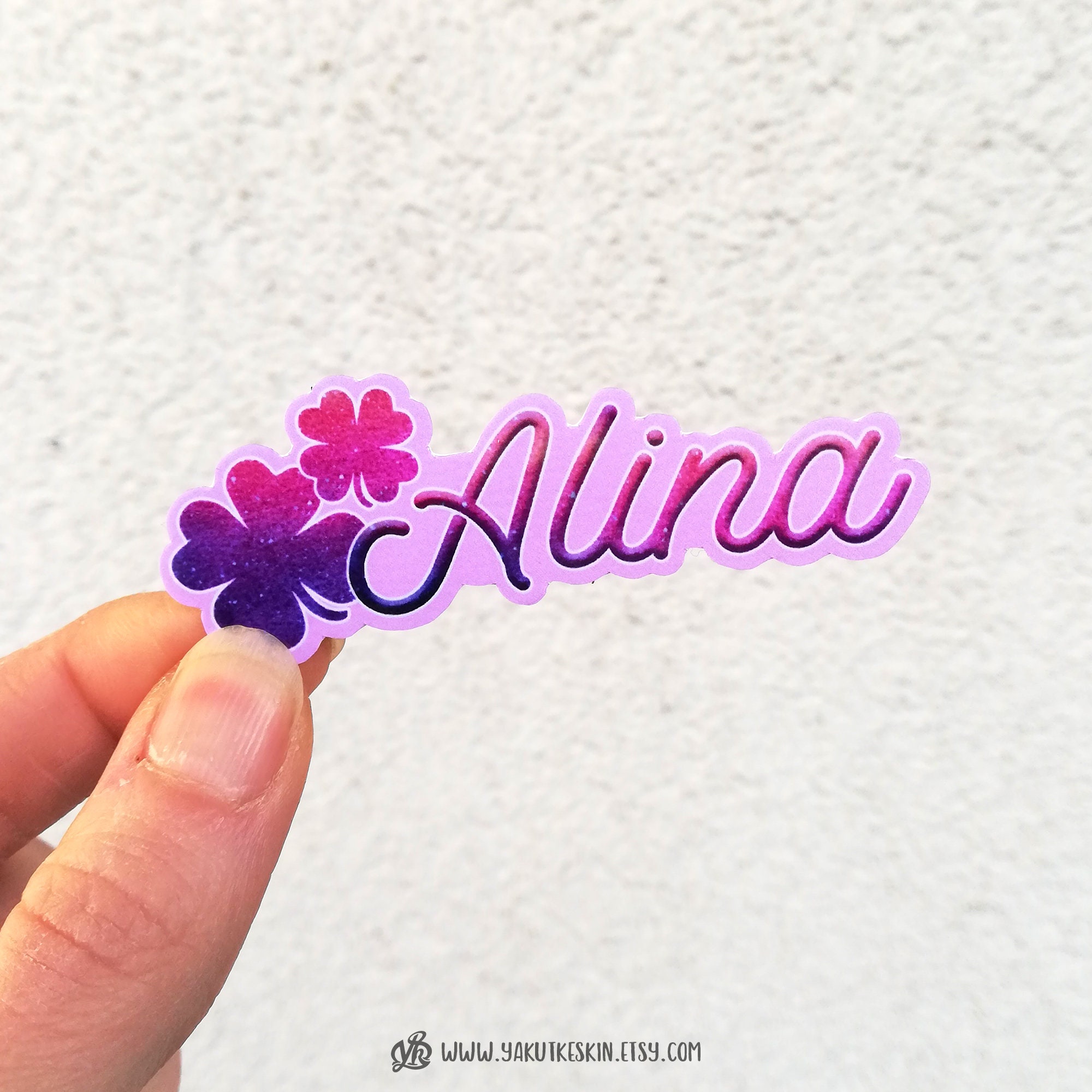 Four Leaf Clover Custom Name Stickers Waterproof Shamrock - Etsy