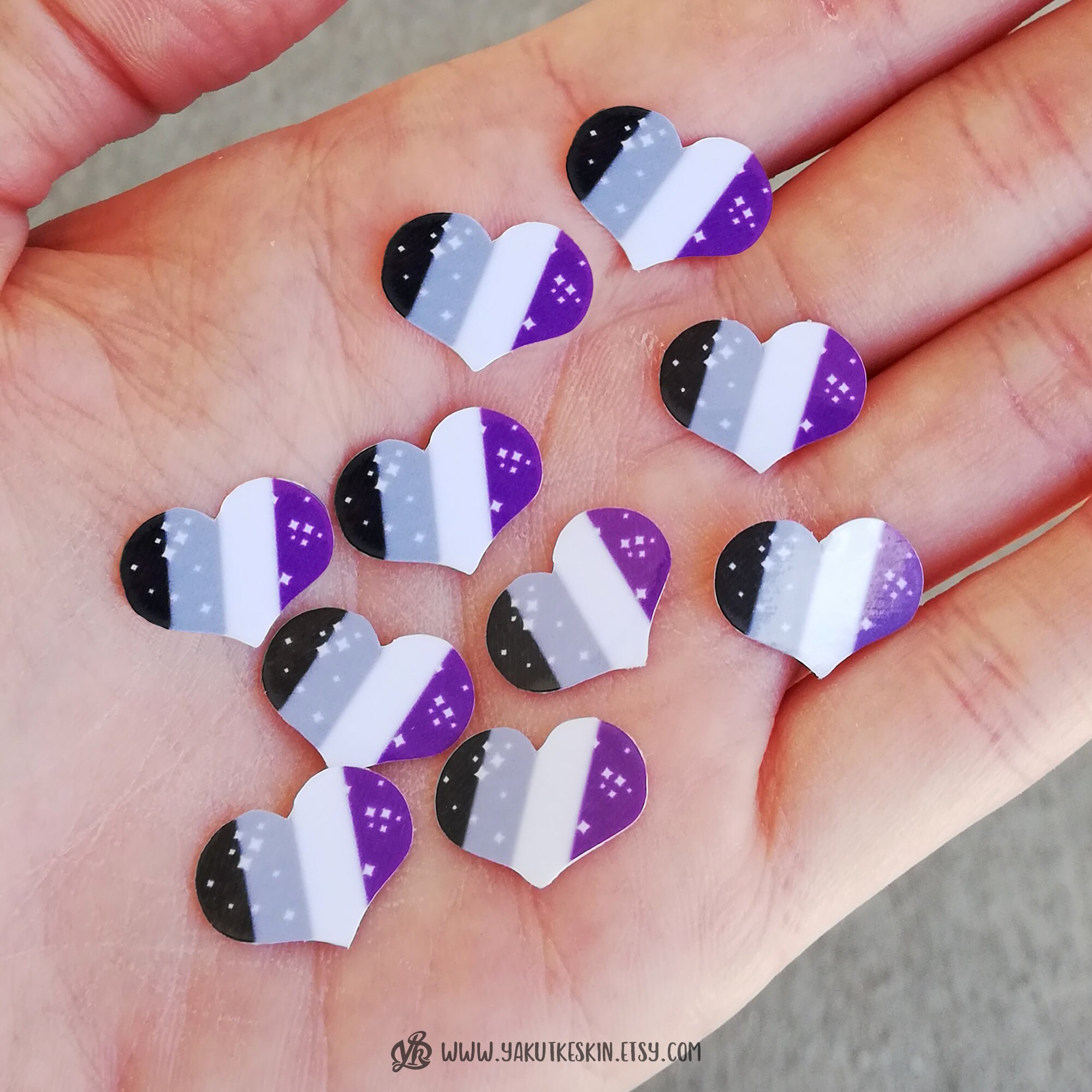 10 Mini Asexual ace pride flag heart waterproof vinyl sticker | Etsy