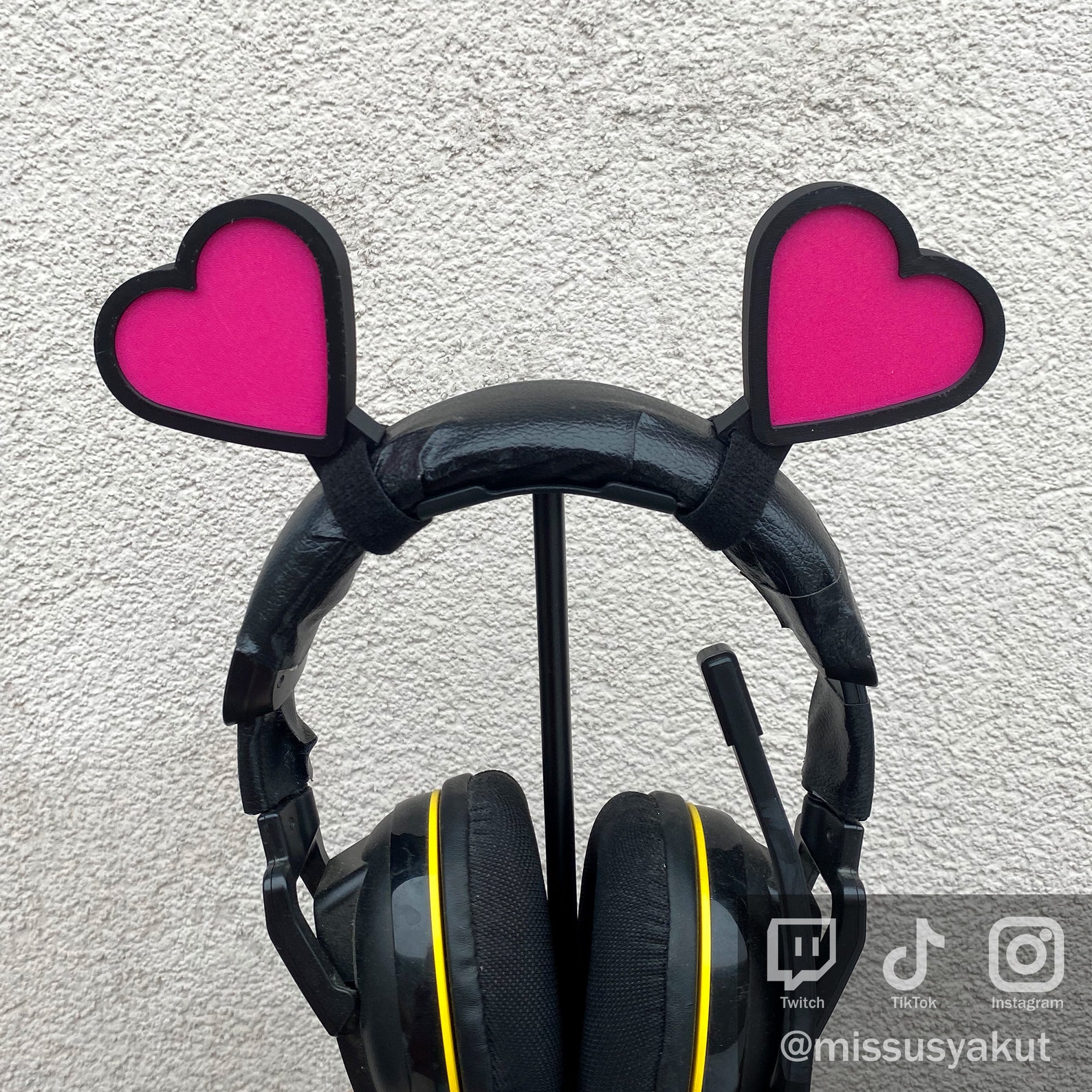 Cute Heart Ears for Headsets and Headphones, Valentines Day Pink Gamer ...