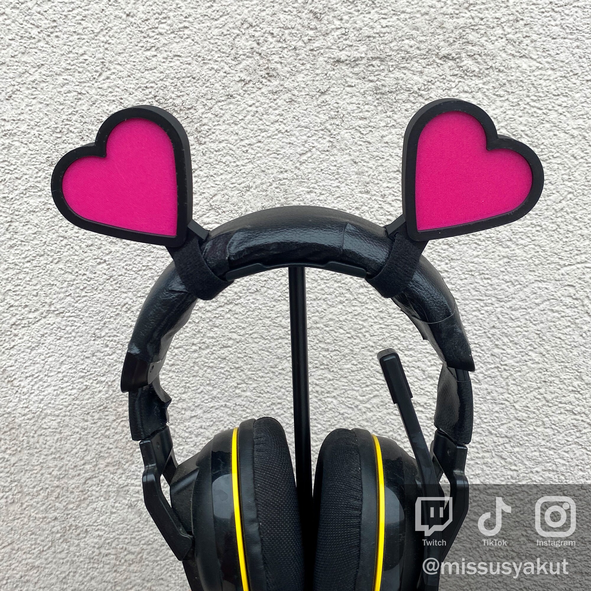 Cute Heart Ears for Headsets and Headphones, Valentines Day Pink Gamer ...