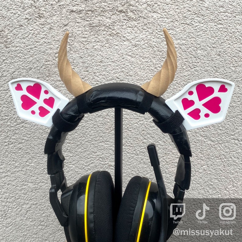 Cow Ears and Horns Headset Attachment Cute Gaming Headphones - Etsy