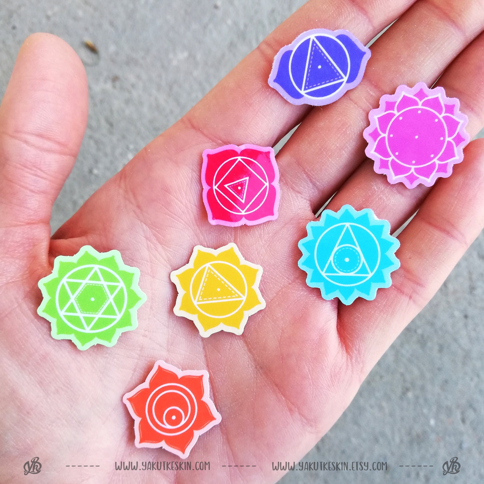 7 MINI Chakras Stickers Pack Seven Chakras Art Gratitude | Etsy