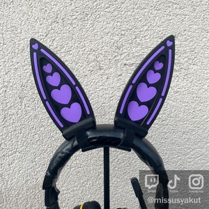Heart Bunny Ears for Headsets and Headphones, Synthwave Gamer Rabbit ...