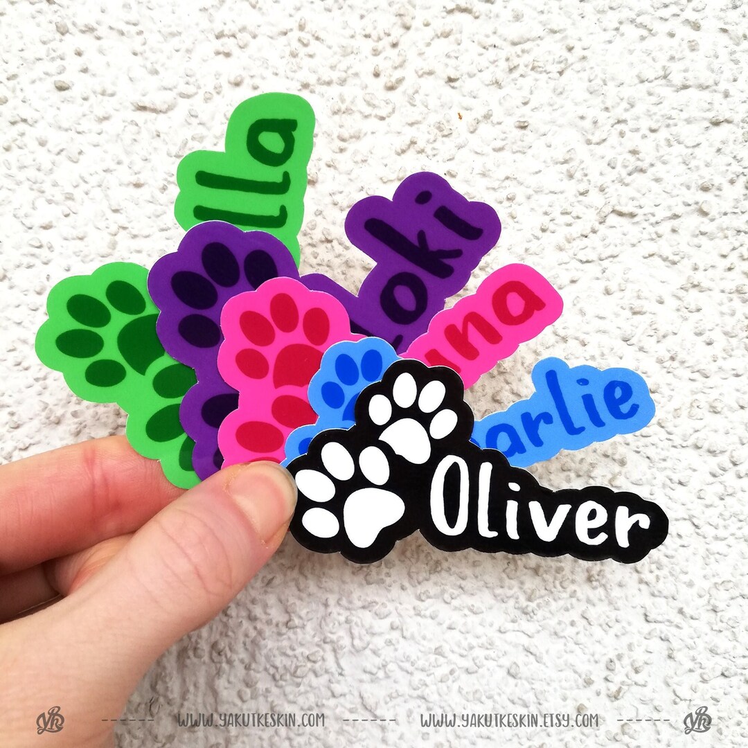 Custom Paw Name Vinyl Stickers, Personalized Dog and Cat Lover Gift ...