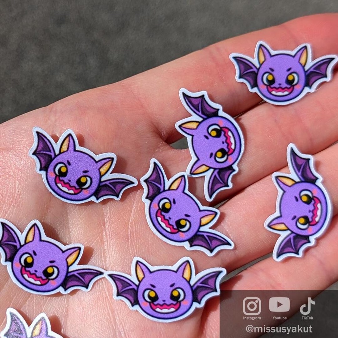 10 MINI Kawaii Vampire Bat Stickers Pack for Halloween Decor, Creepy ...