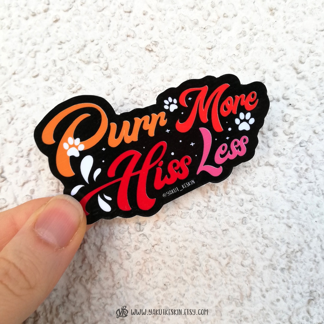 Purr More Funny Cat Waterproof Vinyl Sticker Laptop Decal - Etsy