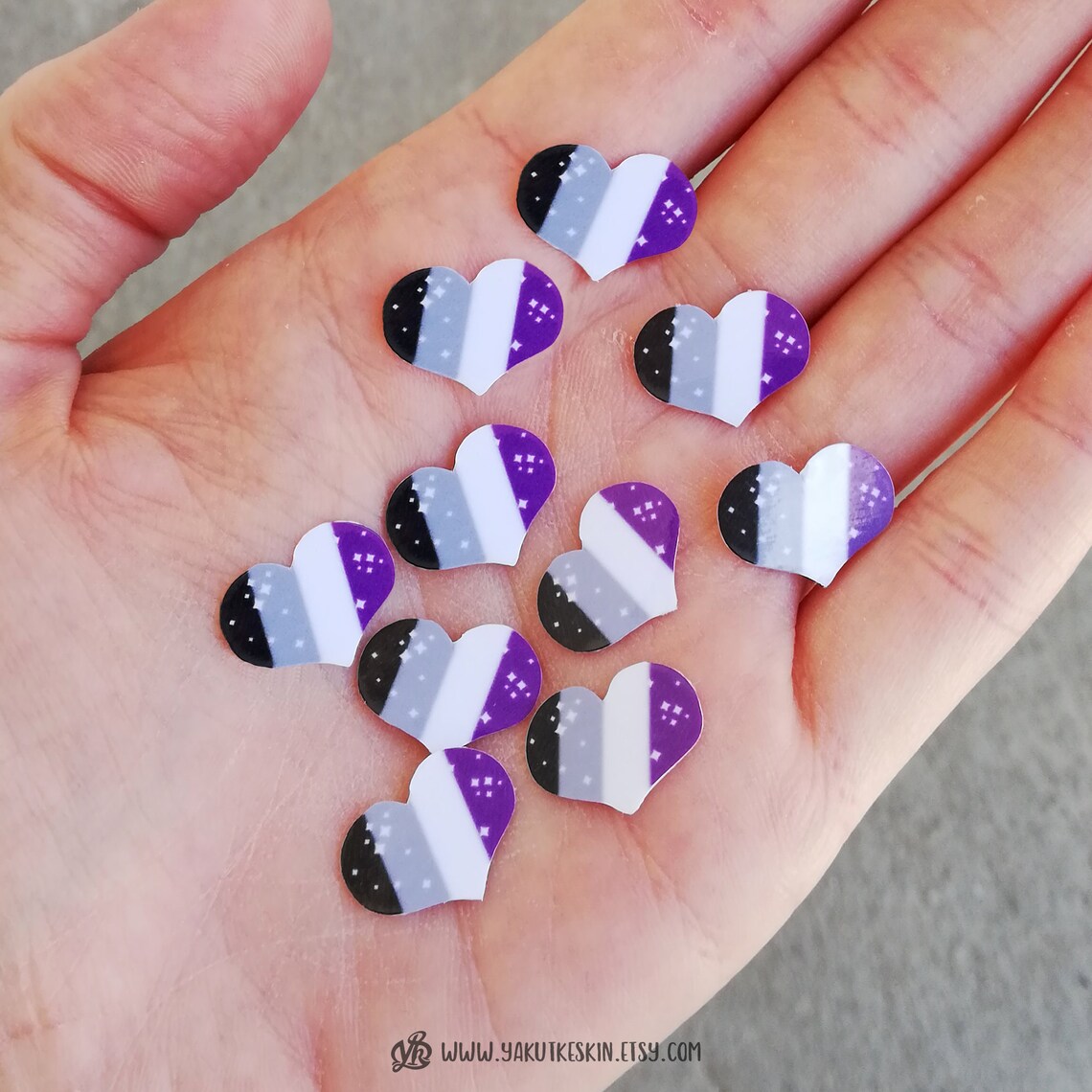 10 Mini Asexual Ace Pride Flag Heart Waterproof Vinyl Sticker - Etsy