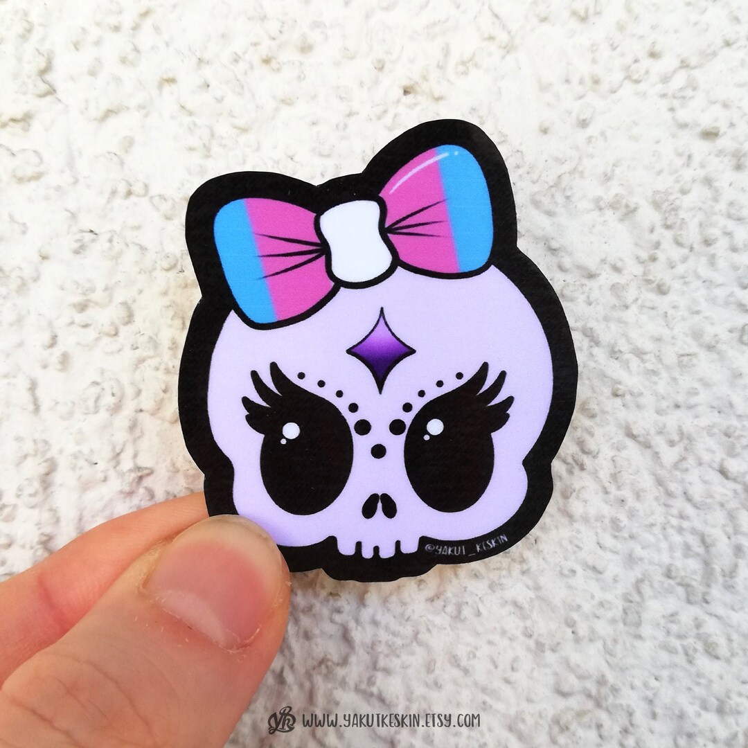 Transgender Skull Halloween Trans Waterproof Vinyl Sticker Pride Flag ...