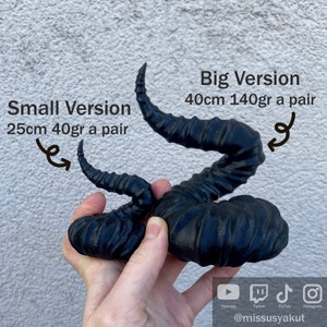 Lucifer Demon Horns for Headphones, BIG Anime Gothic Curved Ram Horn ...