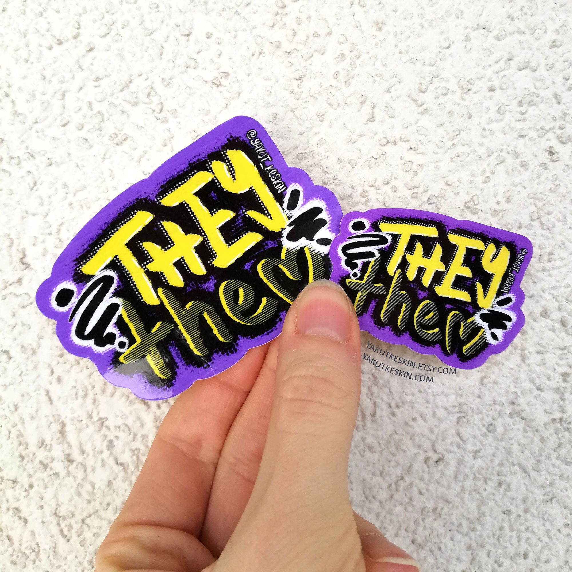 Non Binary They Them Pronoun Graffiti Sticker Waterproof Vinyl Laptop ...