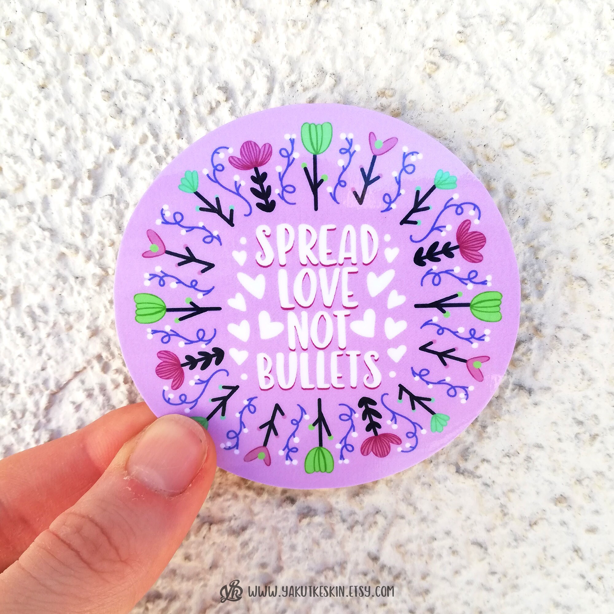 Spread Love Not Bullets Cute Floral Hippie Peace Waterproof - Etsy
