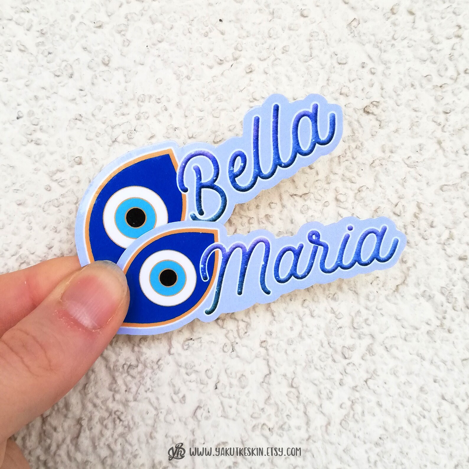 Evil Eye Custom Name Stickers Waterproof Vinyl Sticker Decal | Etsy