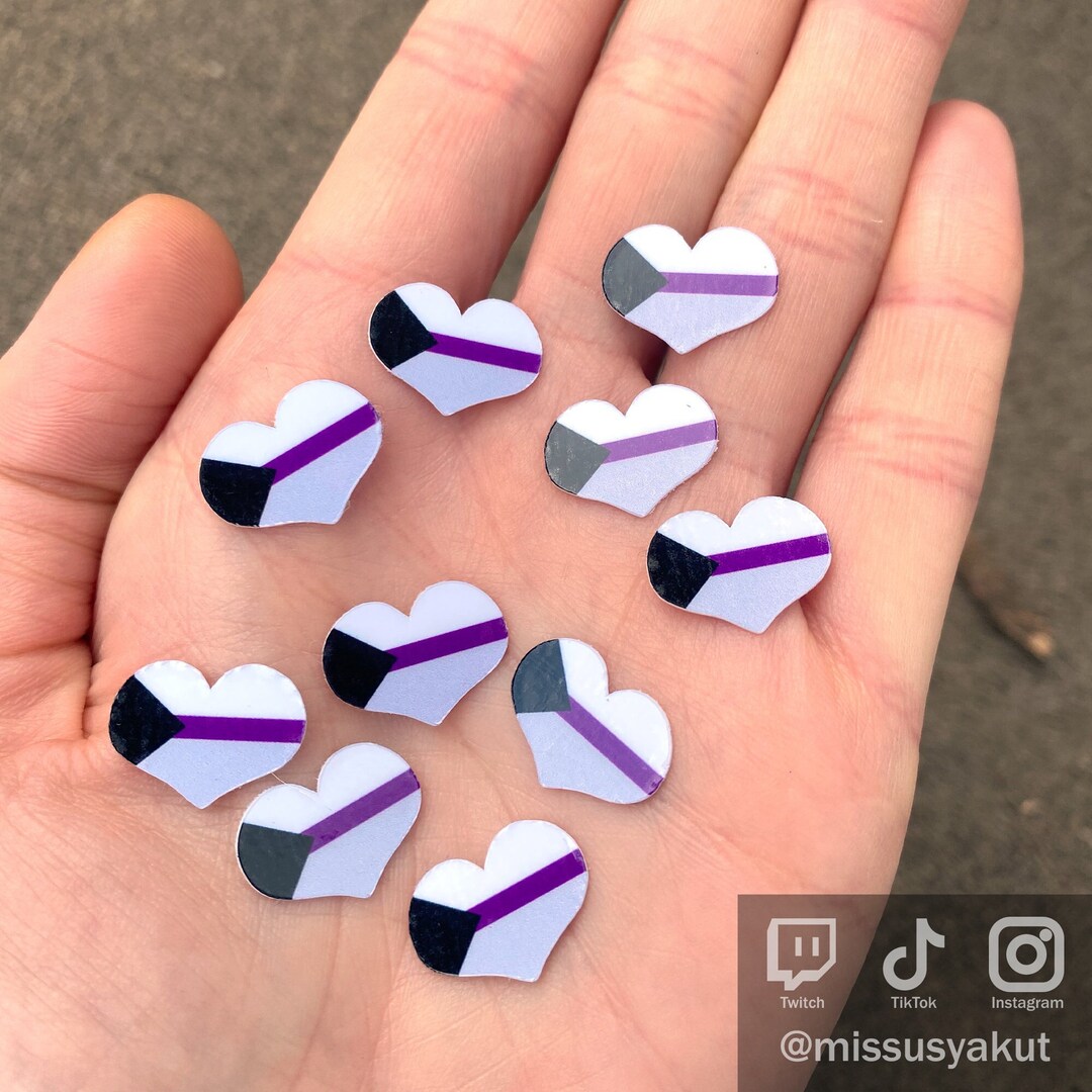 10 Mini Demisexual LGBTQ Pride Flag Heart Sticker Pack, Waterproof ...