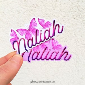 Custom Name Stickers Pink Butterfly Waterproof Vinyl Stickers - Etsy