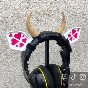 Cow Ears and Horns Headset Attachment, Cute Gaming Headphones Props for ...