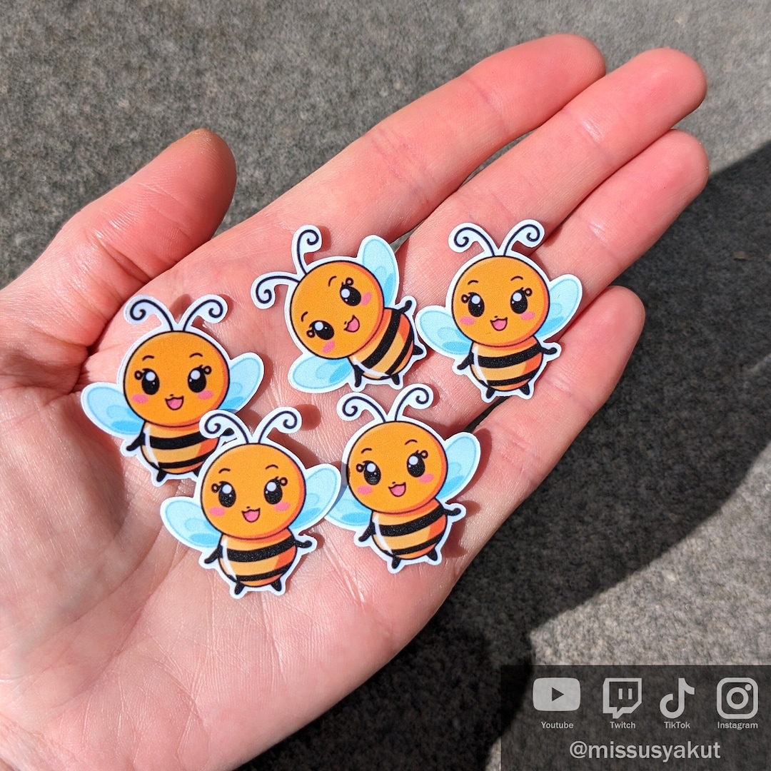 5 MINI Kawaii Bees Sticker Pack, Save the Bees Waterproof Vinyl Laptop ...